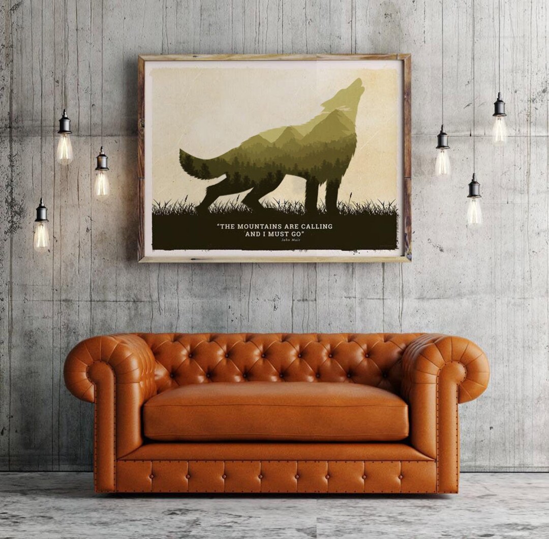 Wolf Art Poster, Wolf Art Print, American Wolf, Yellowstone Wolf ...