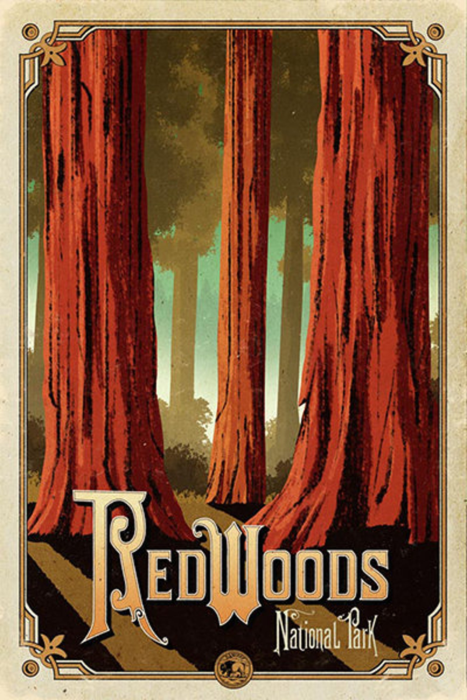 Redwoods National Park Poster, California Trees Art Print - Etsy