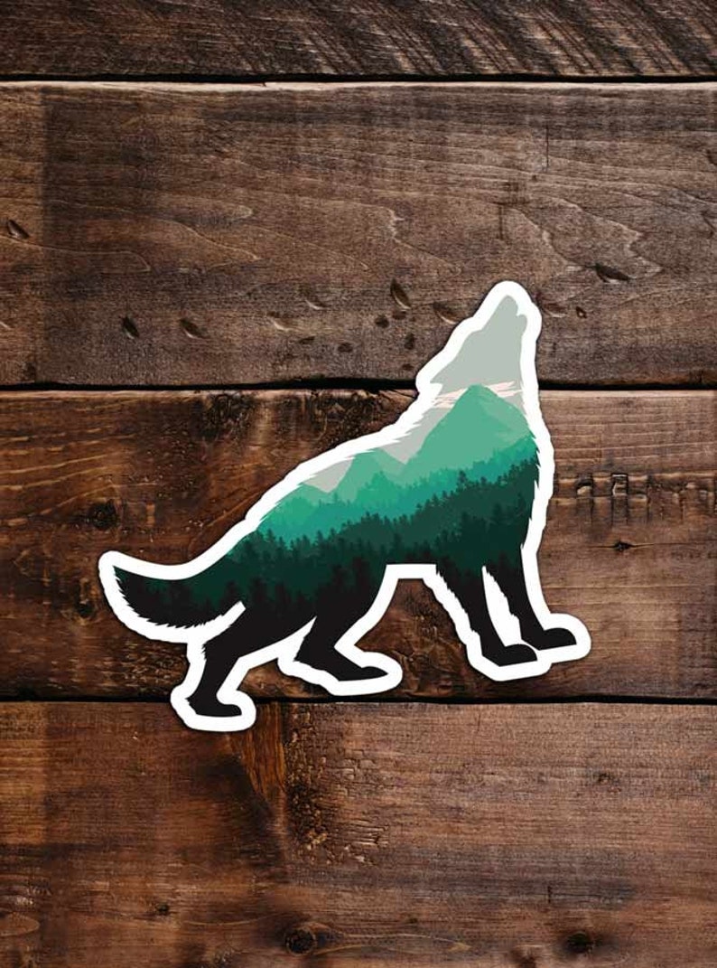 Wolf Sticker Wolf Decal Waterbottle Laptop Car Window Etsy
