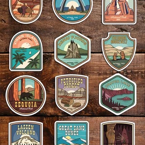 National Park Stickers, GET 3, 6, 10, 20, 30 or 63 Vinyls, Choose Your ...