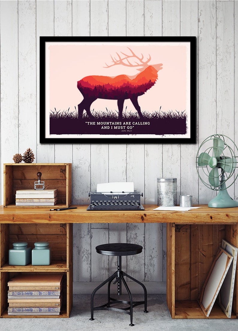 Elk Poster Elk Print Elk Art American Elk Poster American - Etsy
