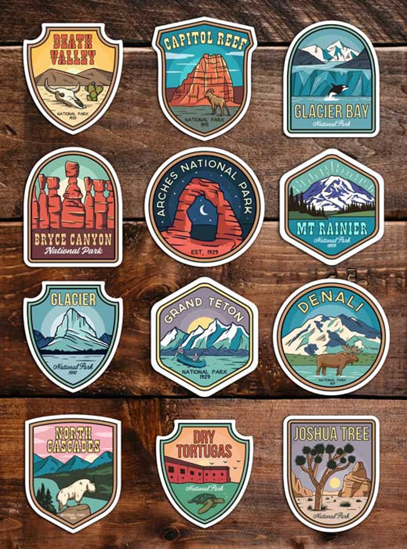 National Park Stickers, GET 3, 6, 10, 20, 30 or 63 Vinyls, Choose Your ...