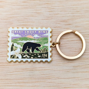 Great Smoky Mountains National Park Stamp Enamel Keychain , National ...