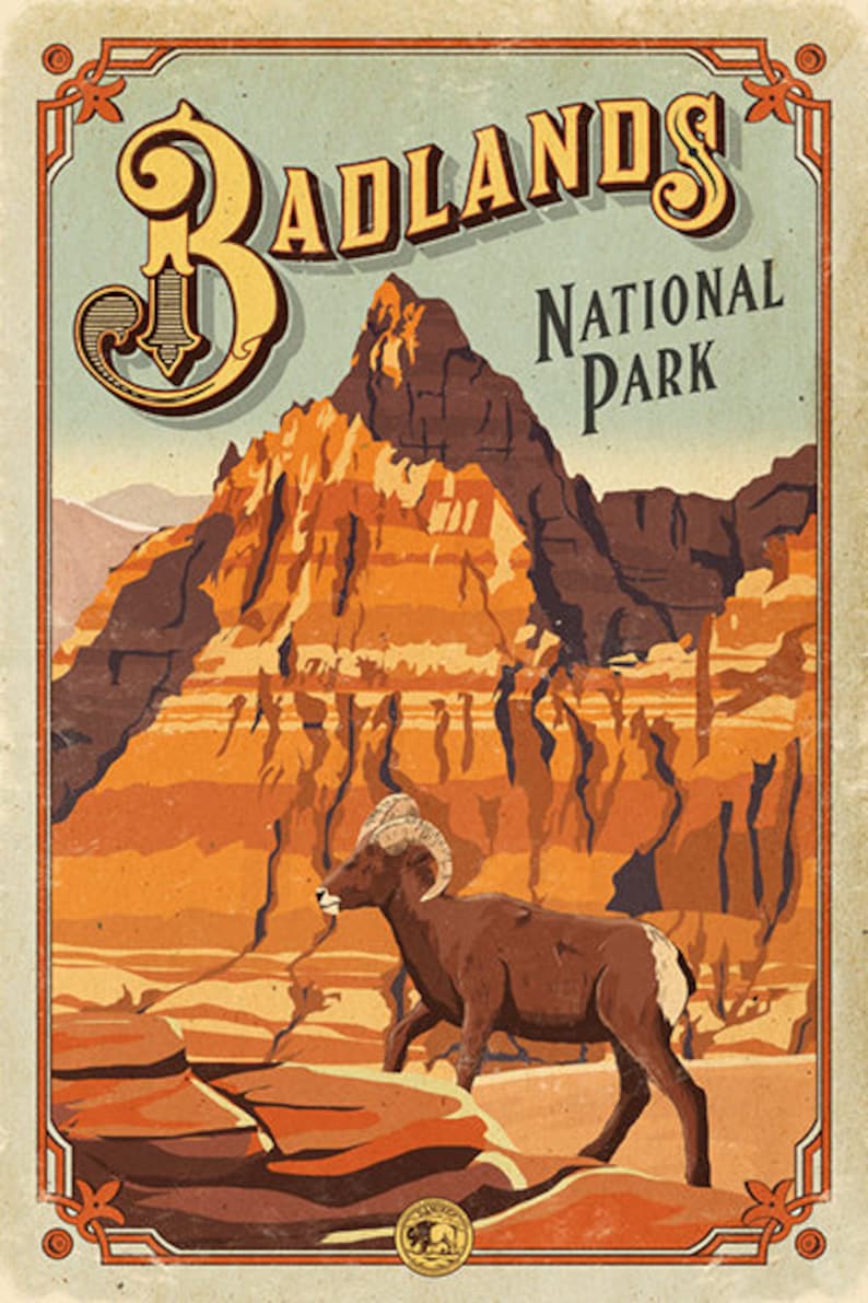 Badlands National Park Poster, Bighorn Sheep Print, South Dakota Art - Etsy