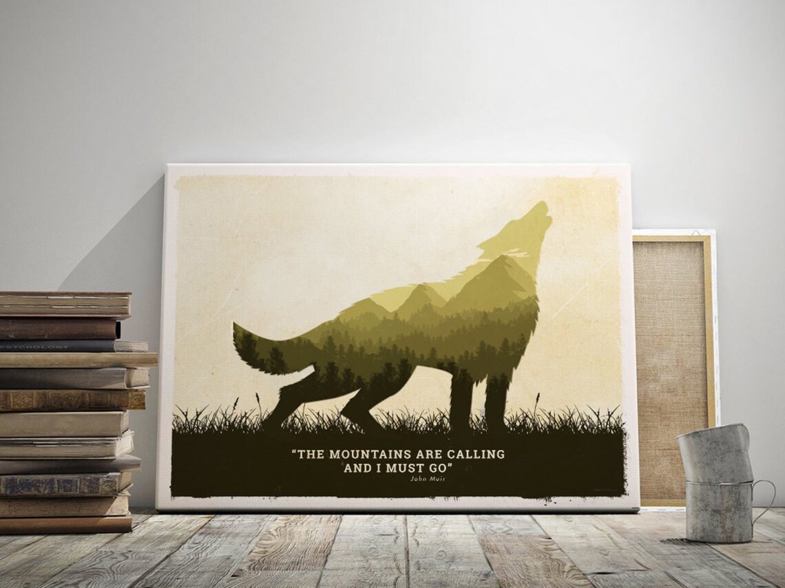 Wolf Art Poster Wolf Art Print American Wolf Yellowstone - Etsy