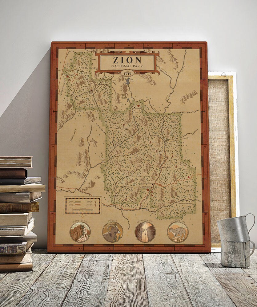 Zion National Park Map Zion National Park See America Map - Etsy