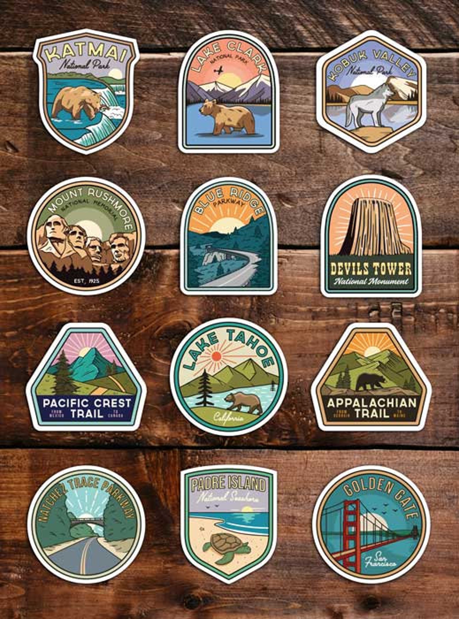 National Park Stickers, GET 3, 6, 10, 20, 30 or 63 Vinyls, Choose Your ...