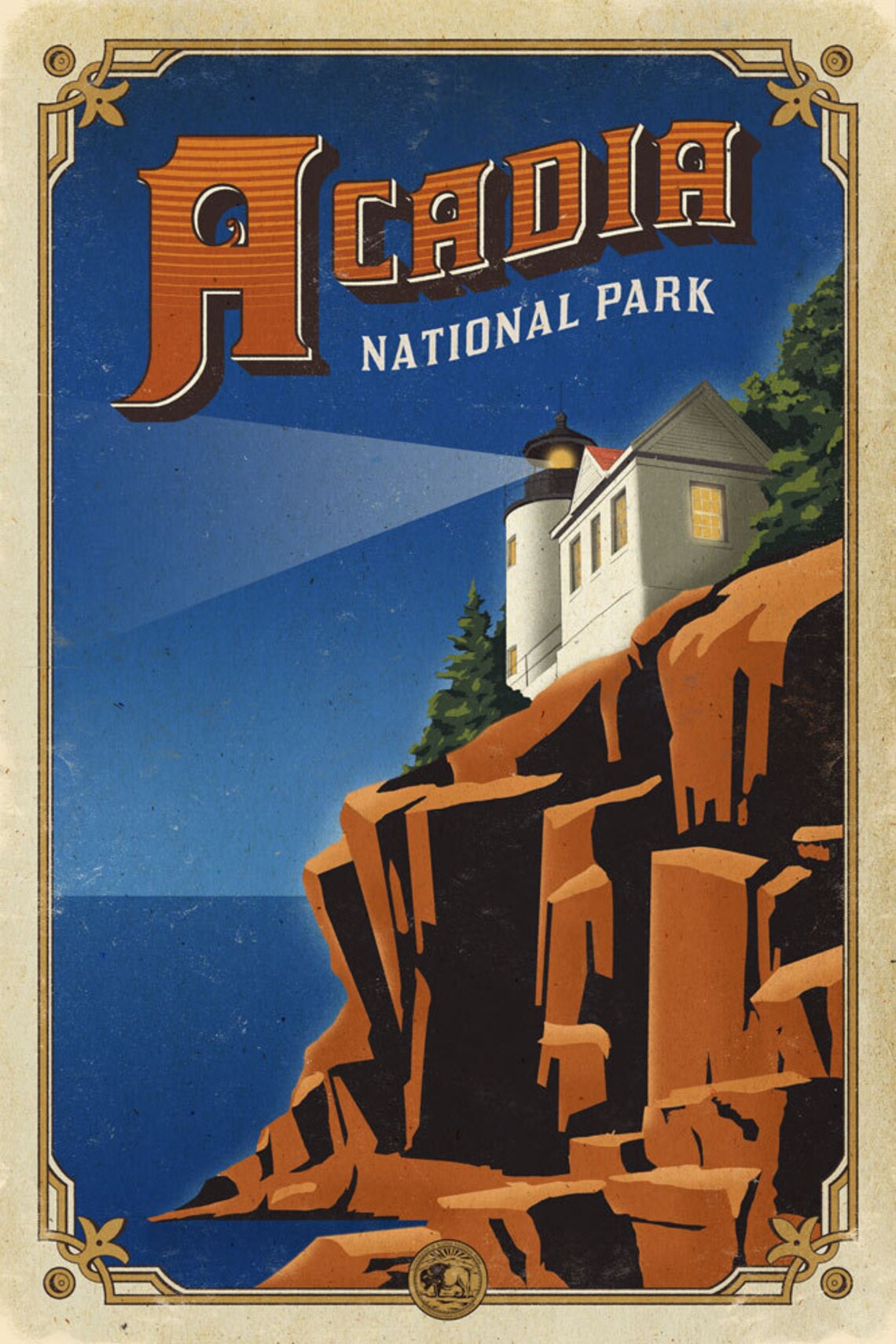 Acadia Poster Acadia National Park Print Maine Poster Cliff - Etsy