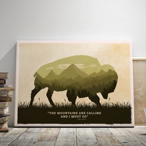 Buffalo Poster, Buffalo Print, Buffalo Art, Yellowstone Buffalo ...
