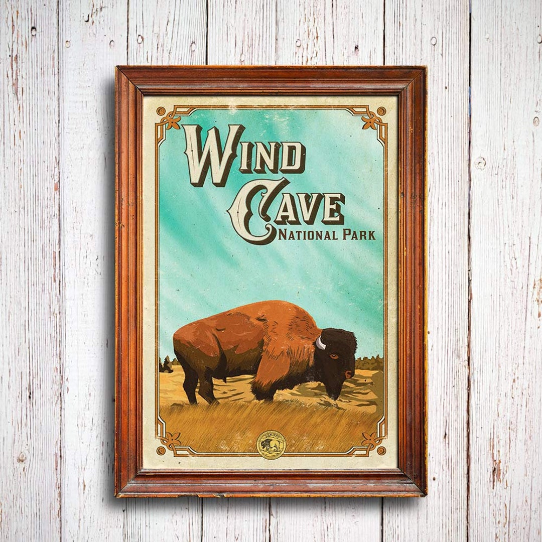 Wind Cave Poster, Wind Cave National Park Print, South Dakota Poster ...