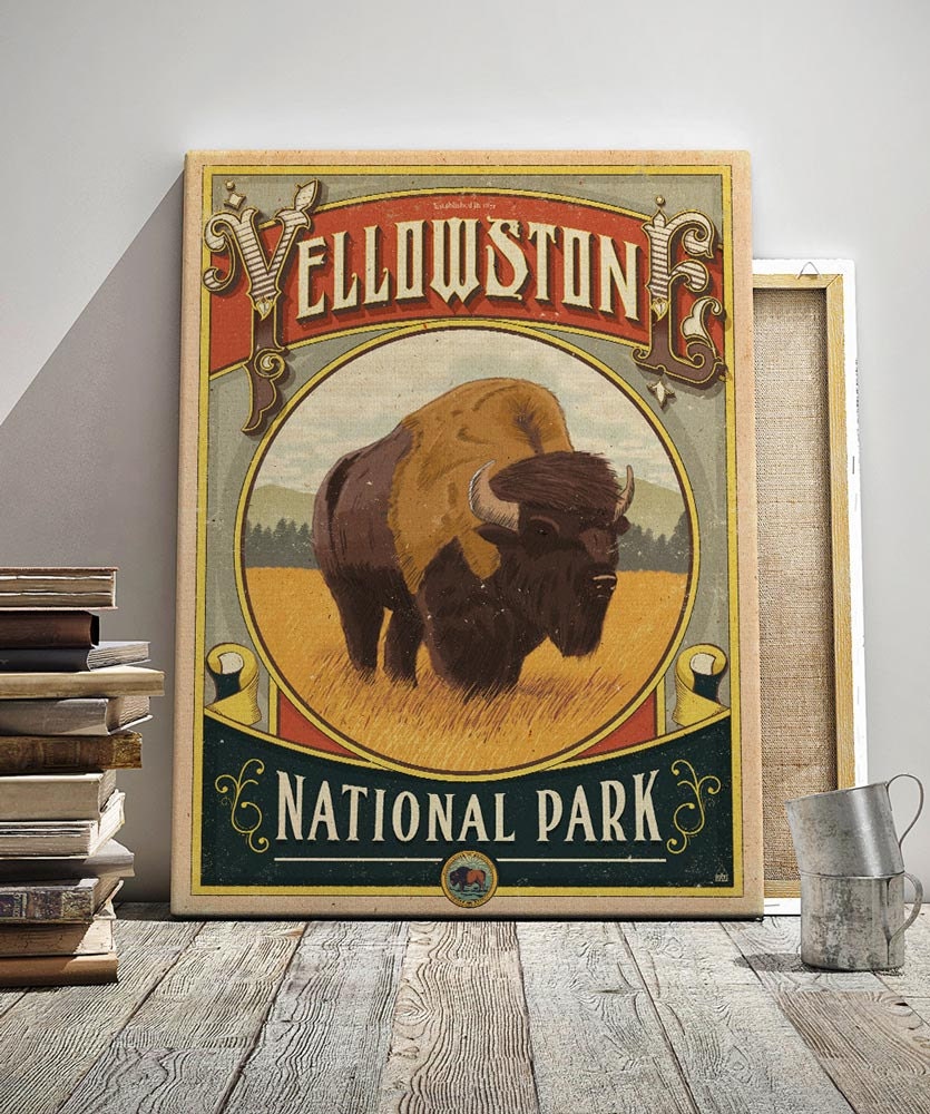 Yellowstone Poster Yellowstone National Park Print Bison - Etsy
