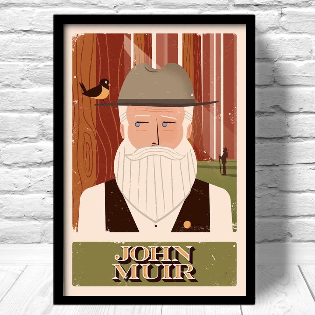 John Muir Poster, National Park Art, El Capitan Yosemite, Sequoia Trees ...