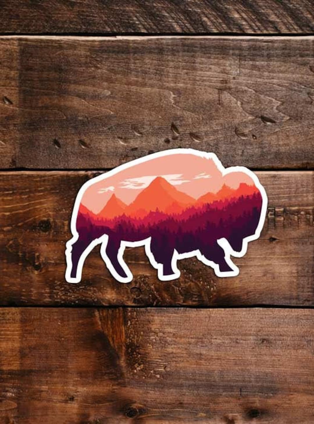 Bison Sticker , Buffalo Decal Waterbottle, Laptop, Car Window, Cooler ...