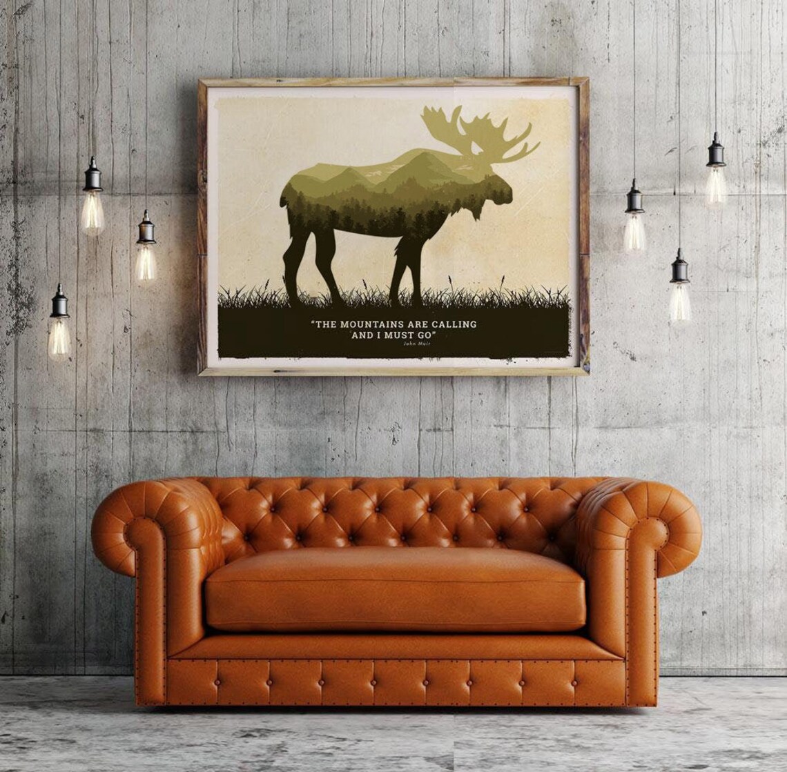 Moose Poster Moose Print Moose Art American Moose Poster | Etsy