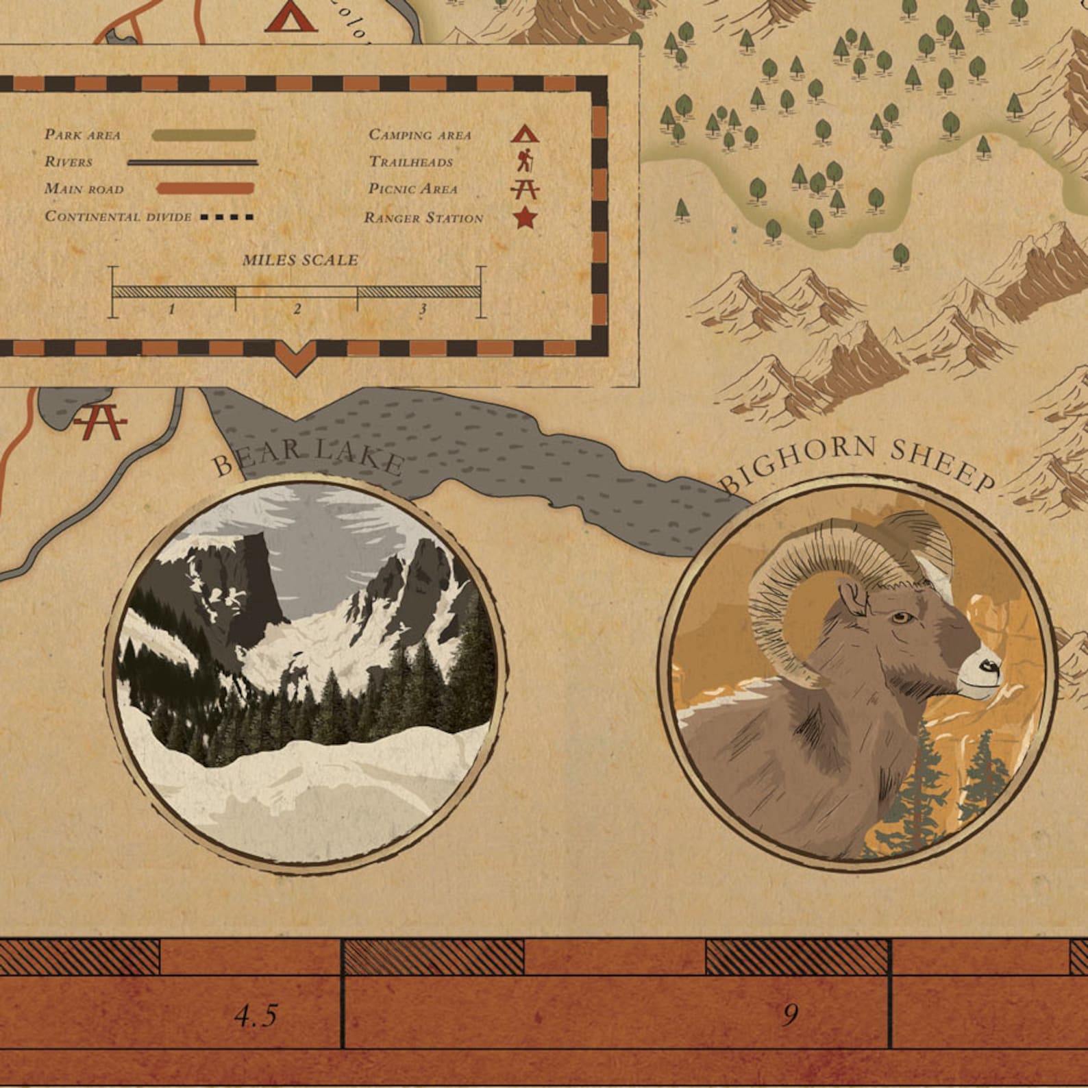 Mapa del Parque Nacional de las Montañas Rocosas ver mapa de | Etsy