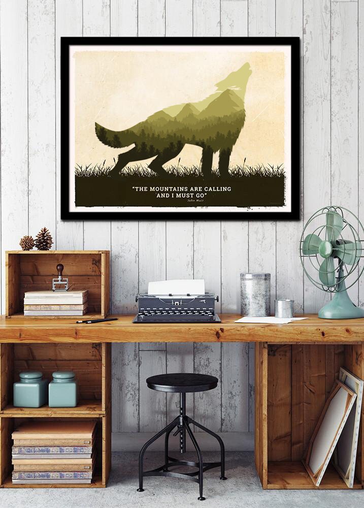 Wolf Art Poster Wolf Art Print American Wolf Yellowstone - Etsy