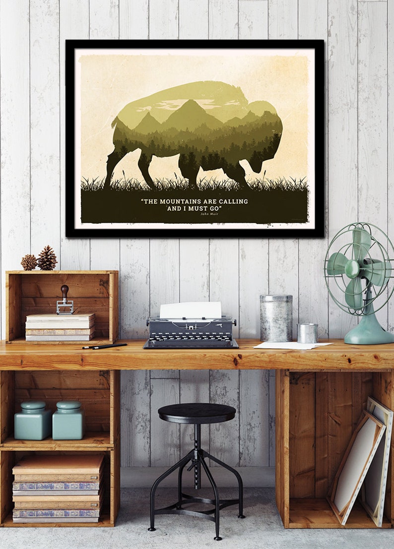 Buffalo Poster Buffalo Print Buffalo Art Yellowstone - Etsy