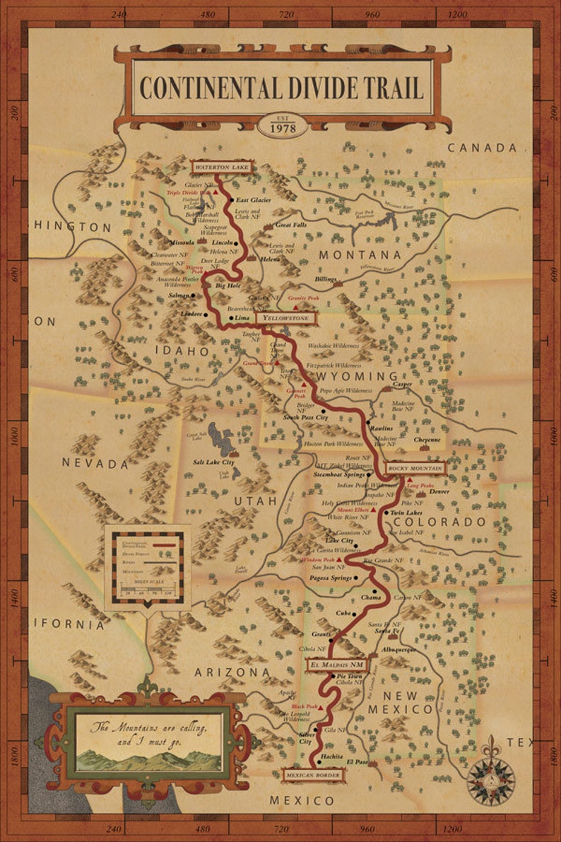 Continental Divide Trail Map - Hiking Trail Map, Continental Divide ...