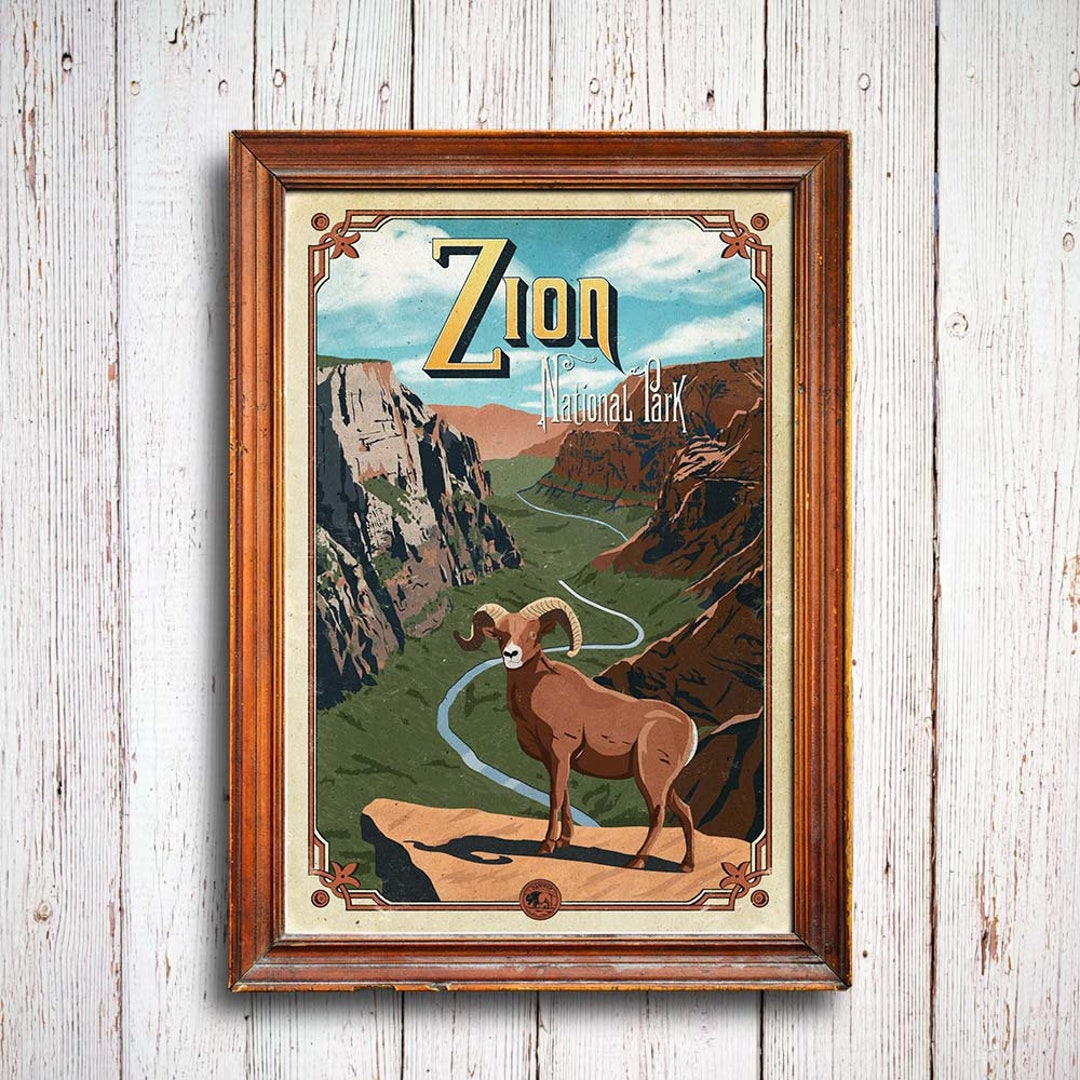 Zion Poster, Zion National Park Print, Utah Poster , Zion Trail Print ...