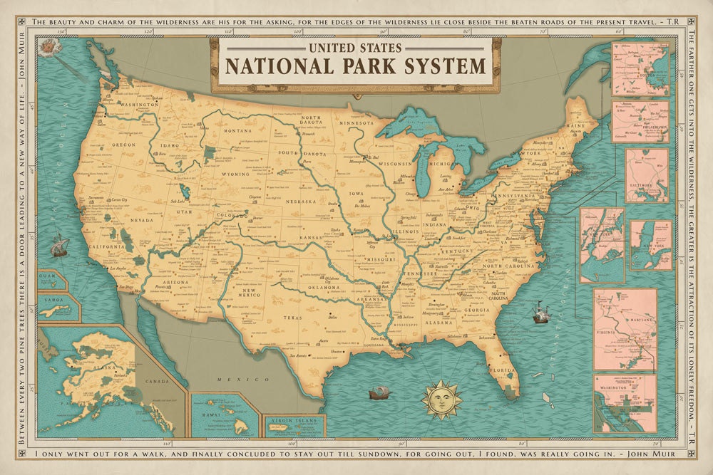 National Park System Units Map Poster National Park Service - Etsy