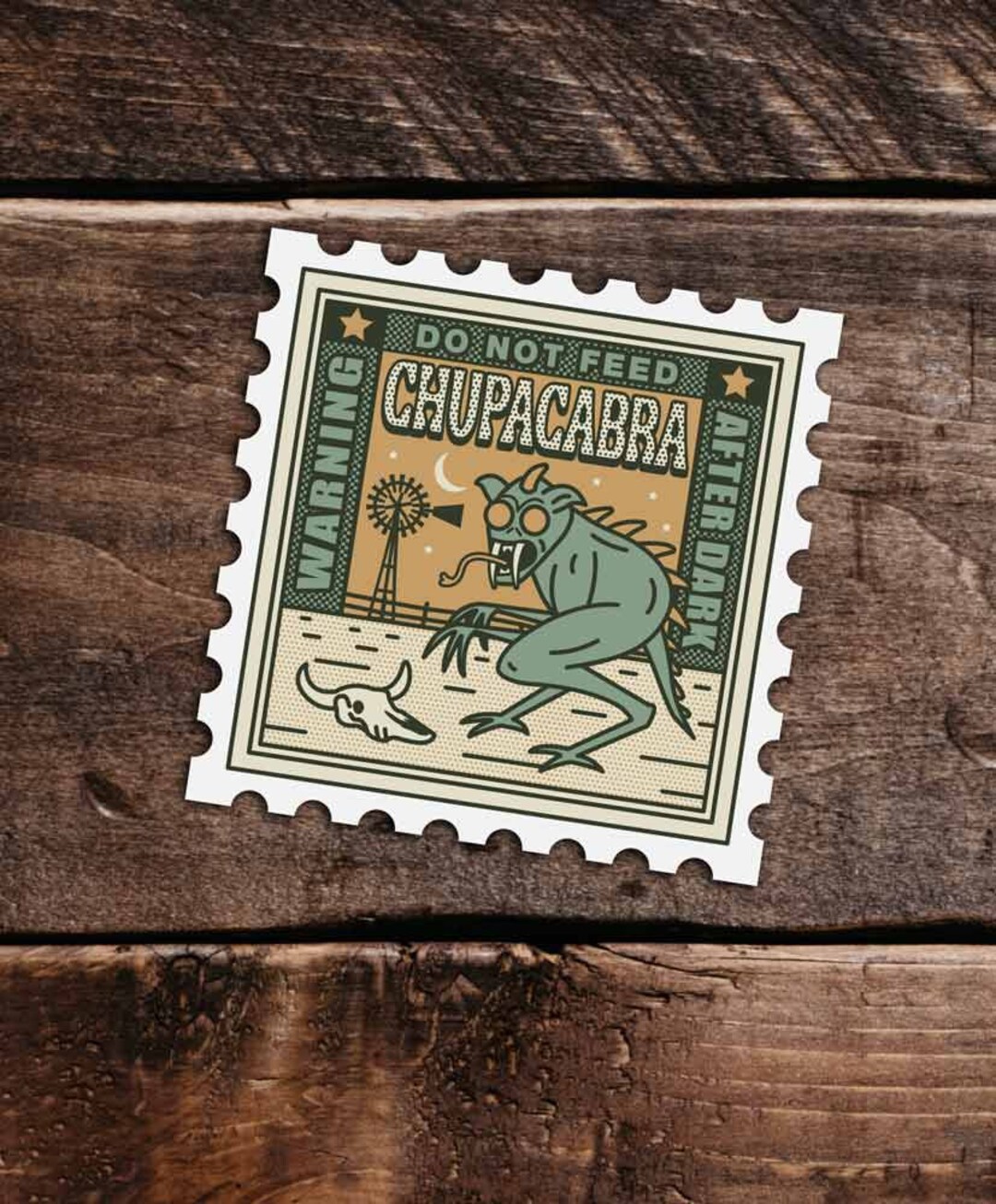 Chupacabra Cryptid Stamp Waterproof and Weather Resistant Vinyl Sticker ...