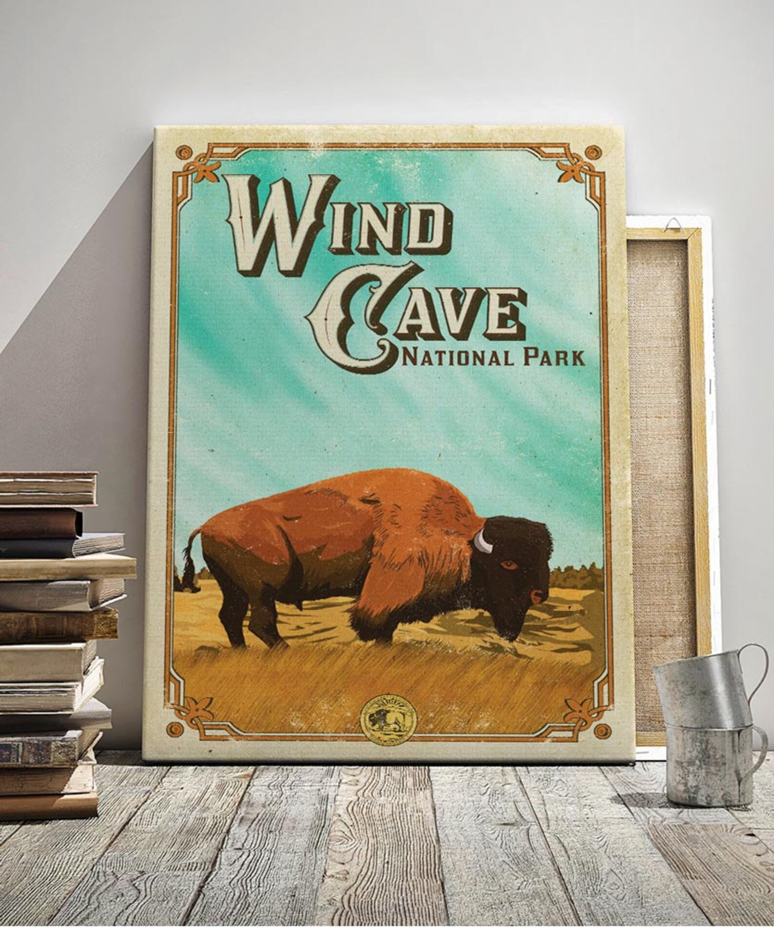 Wind Cave National Park Poster, South Dakota Bison Print - Etsy