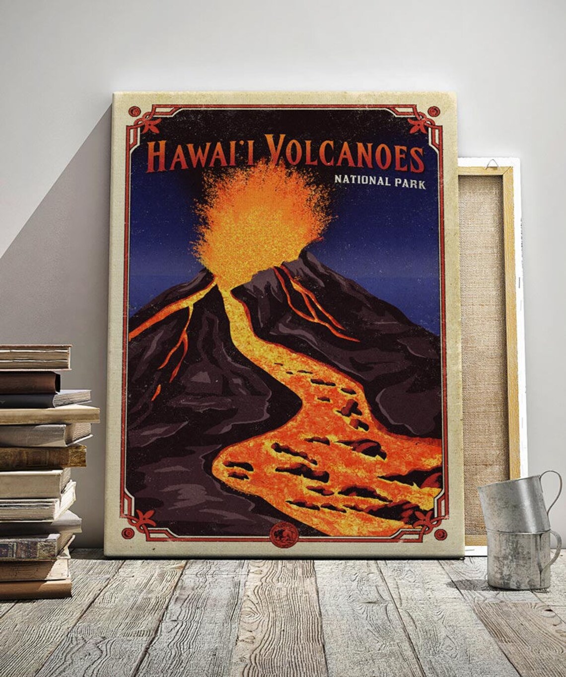Hawaii Volcanoes Poster, Hawaii Volcanoes National Park Print, Volcano ...