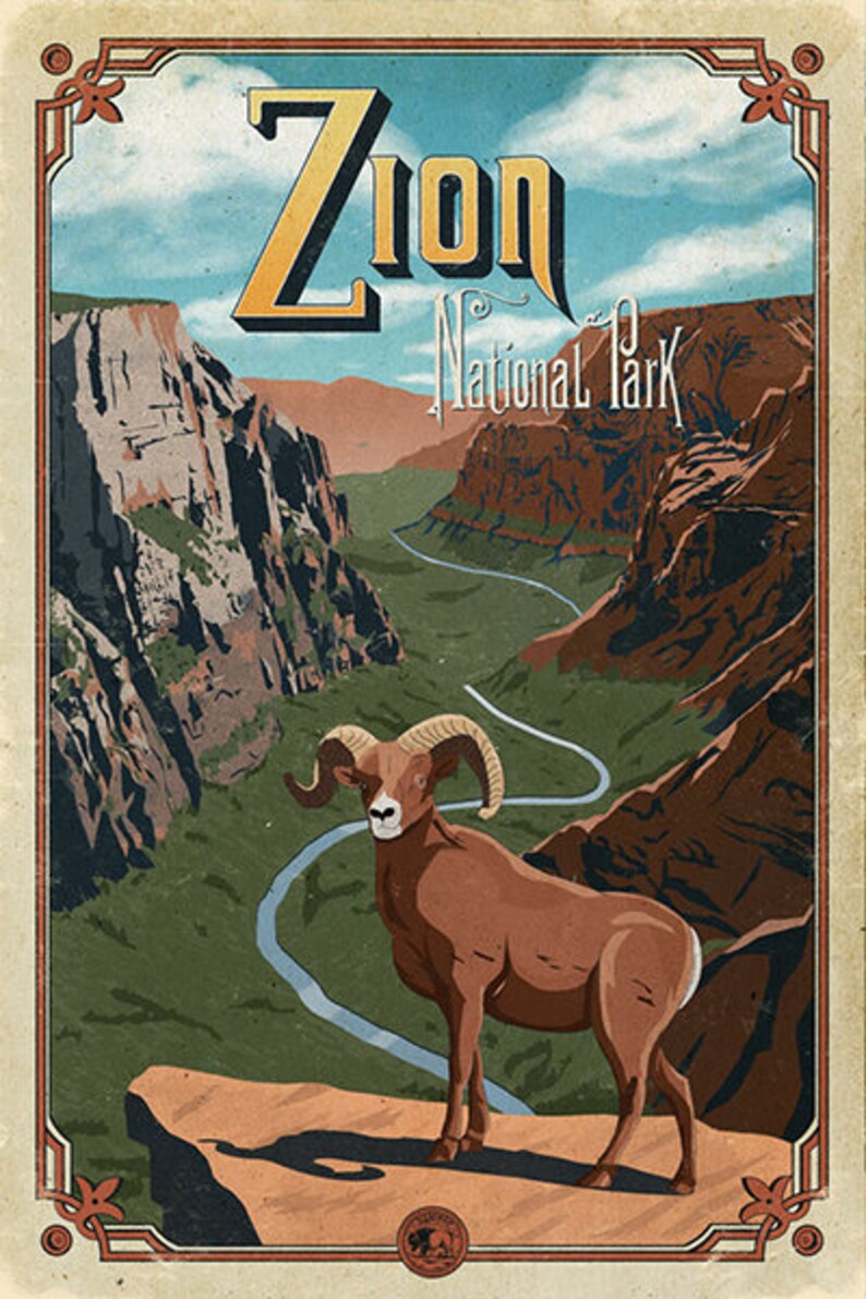 Zion Poster Zion National Park Print Utah Poster Zion - Etsy