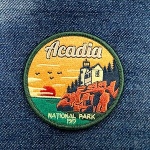 Acadia National Park Full Embroidered Illustrated Iron-on Patch - Etsy