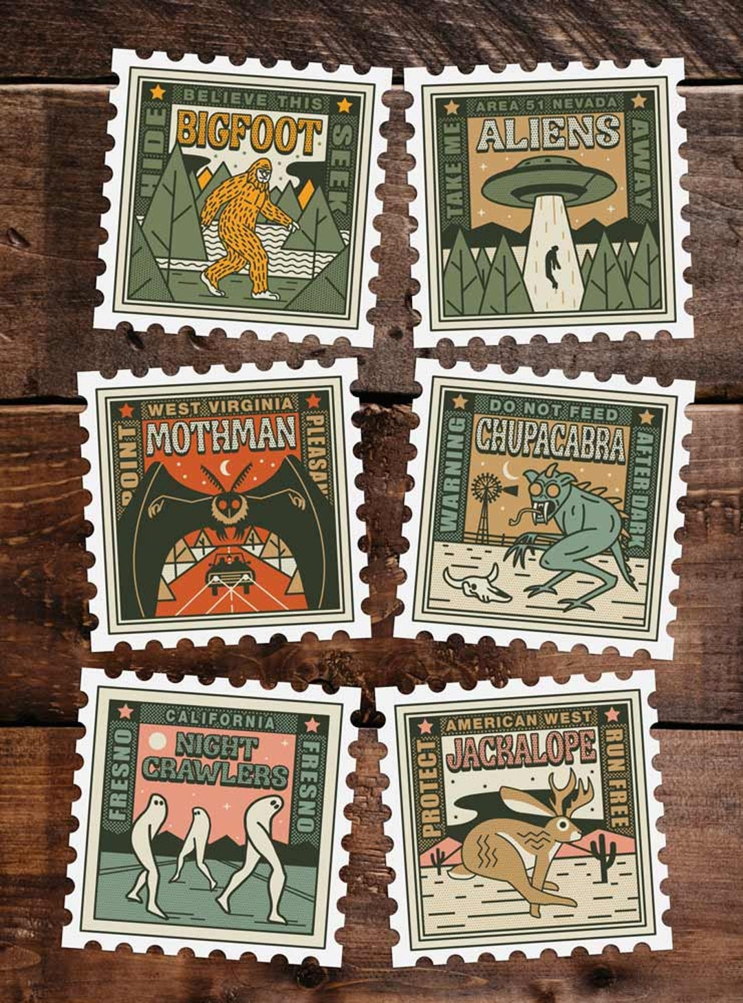 Cryptid Stickers Set of 6 - Etsy