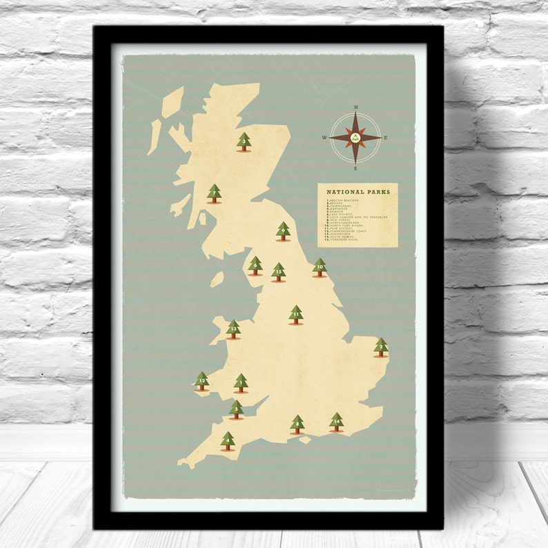 United Kingdom National Parks Map United Kingdom Map - Etsy