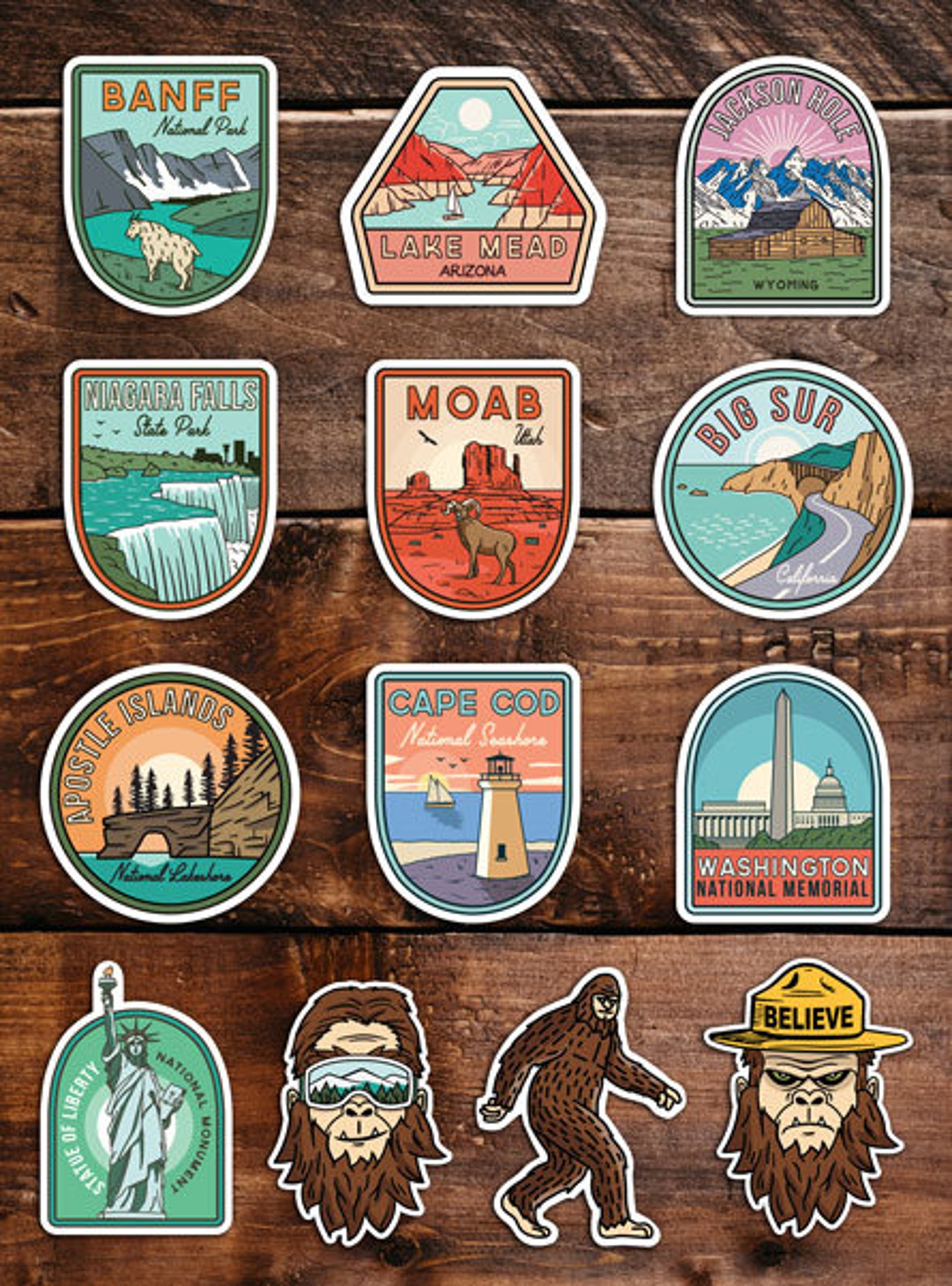 National Park Stickers, GET 3, 6, 10, 20, 30 or 63 Vinyls, Choose Your ...