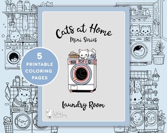 Printable Kawaii Cats in the Coffee Station Coloring Pages | 6 Cute ...
