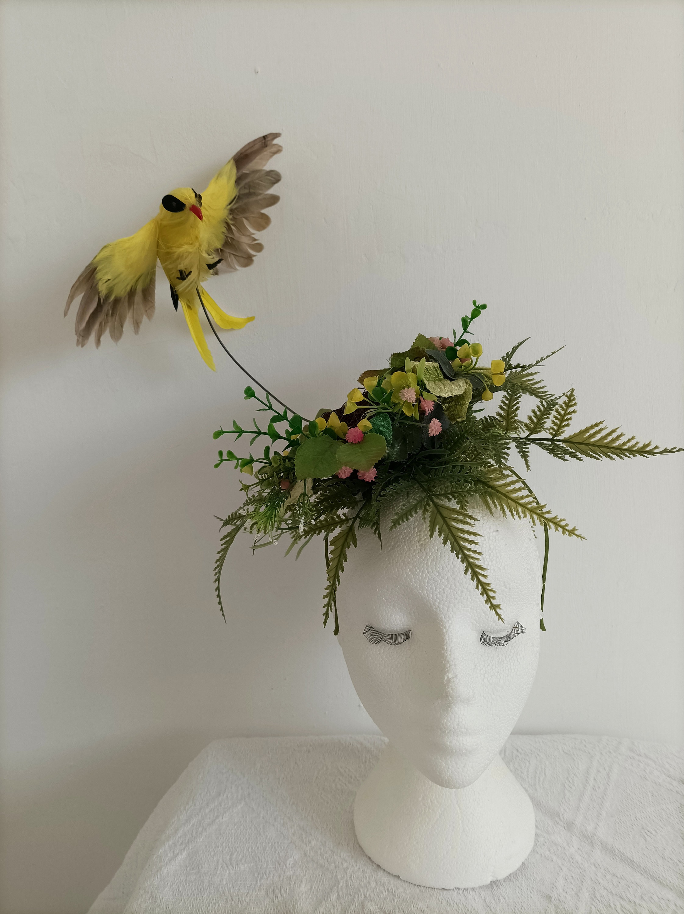 Yellow Bird in Flight Headdress Quirky Fascinator Hat Drag Queen ...