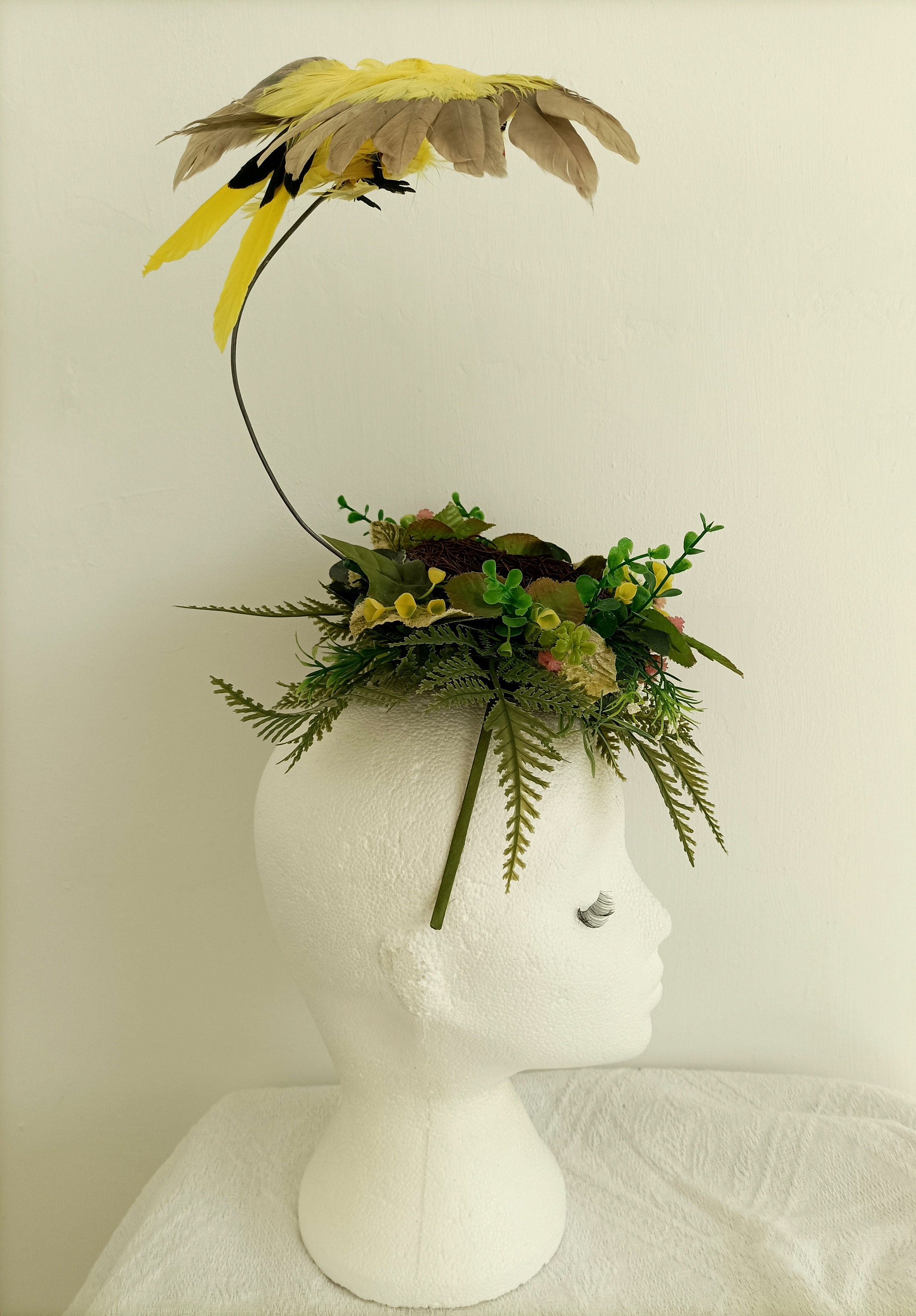 Yellow Bird in Flight Headdress Quirky Fascinator Hat Drag Queen ...