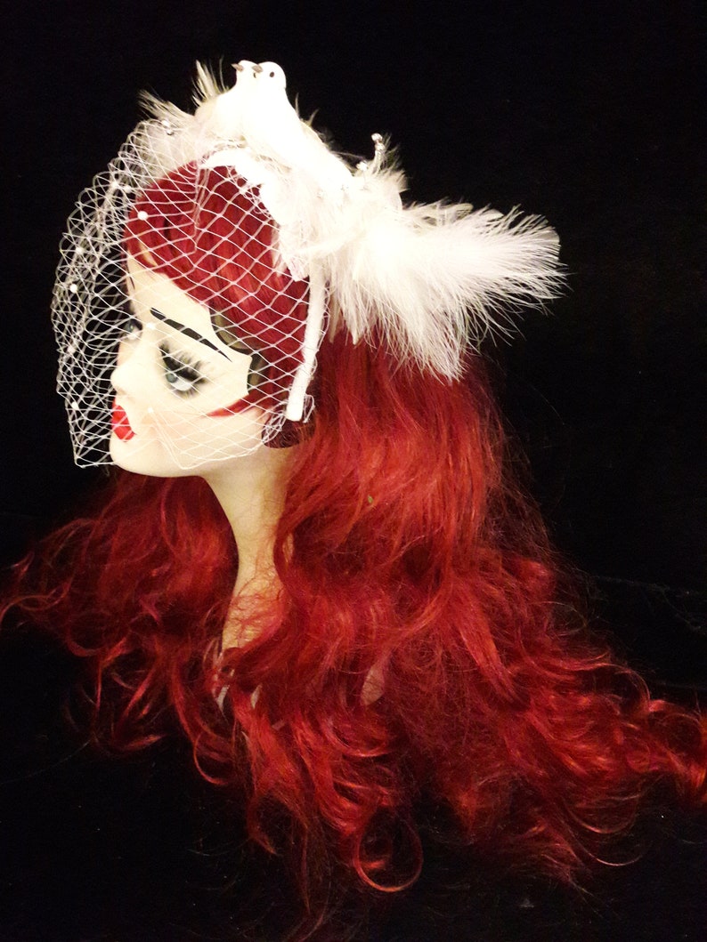 Bird Fascinator White Dove Fascinator White Feathered Headpiece Bespoke ...