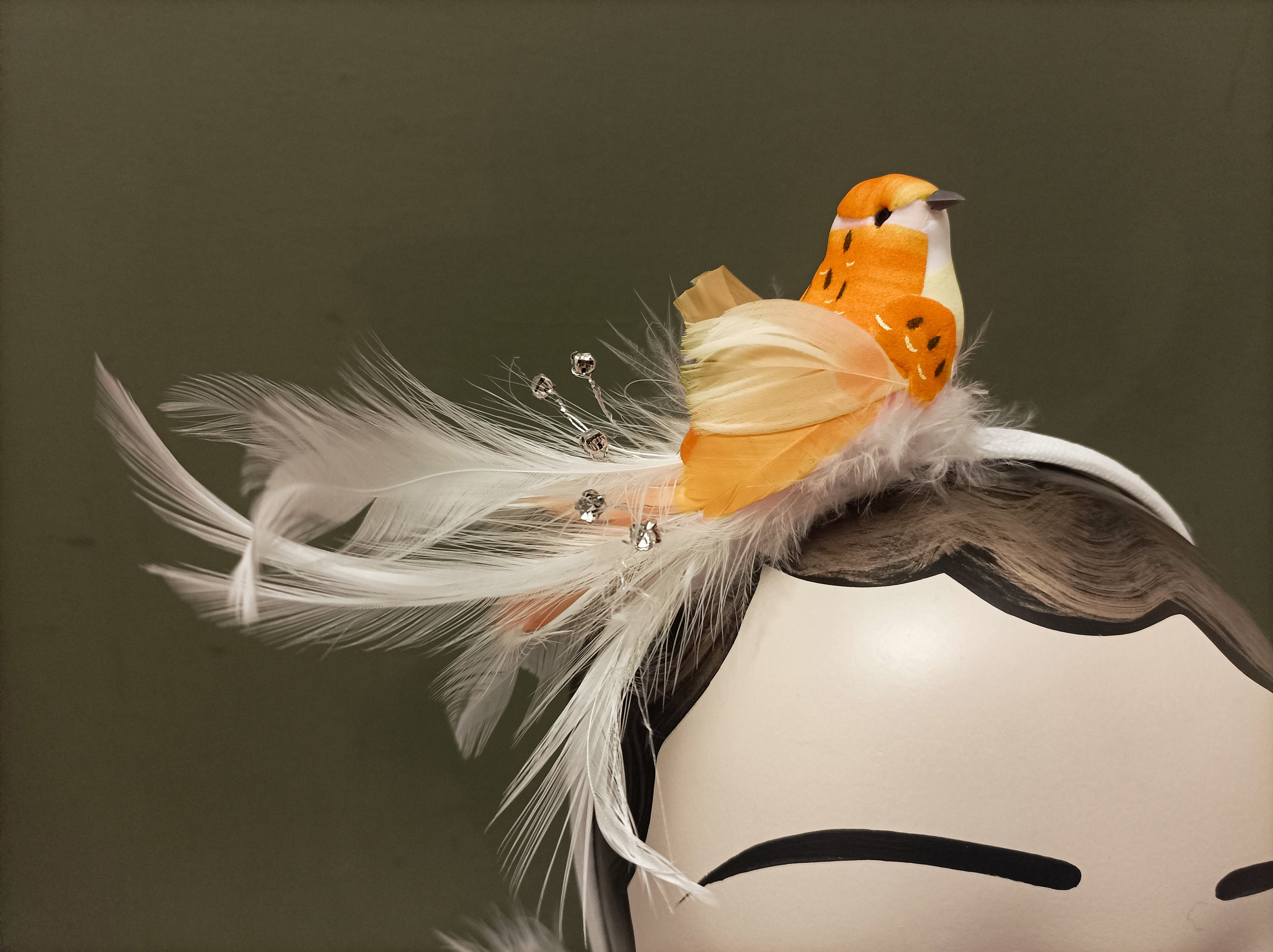 Orange Bird Headdress Feathered Fascinators Bird Hat Orange and White ...