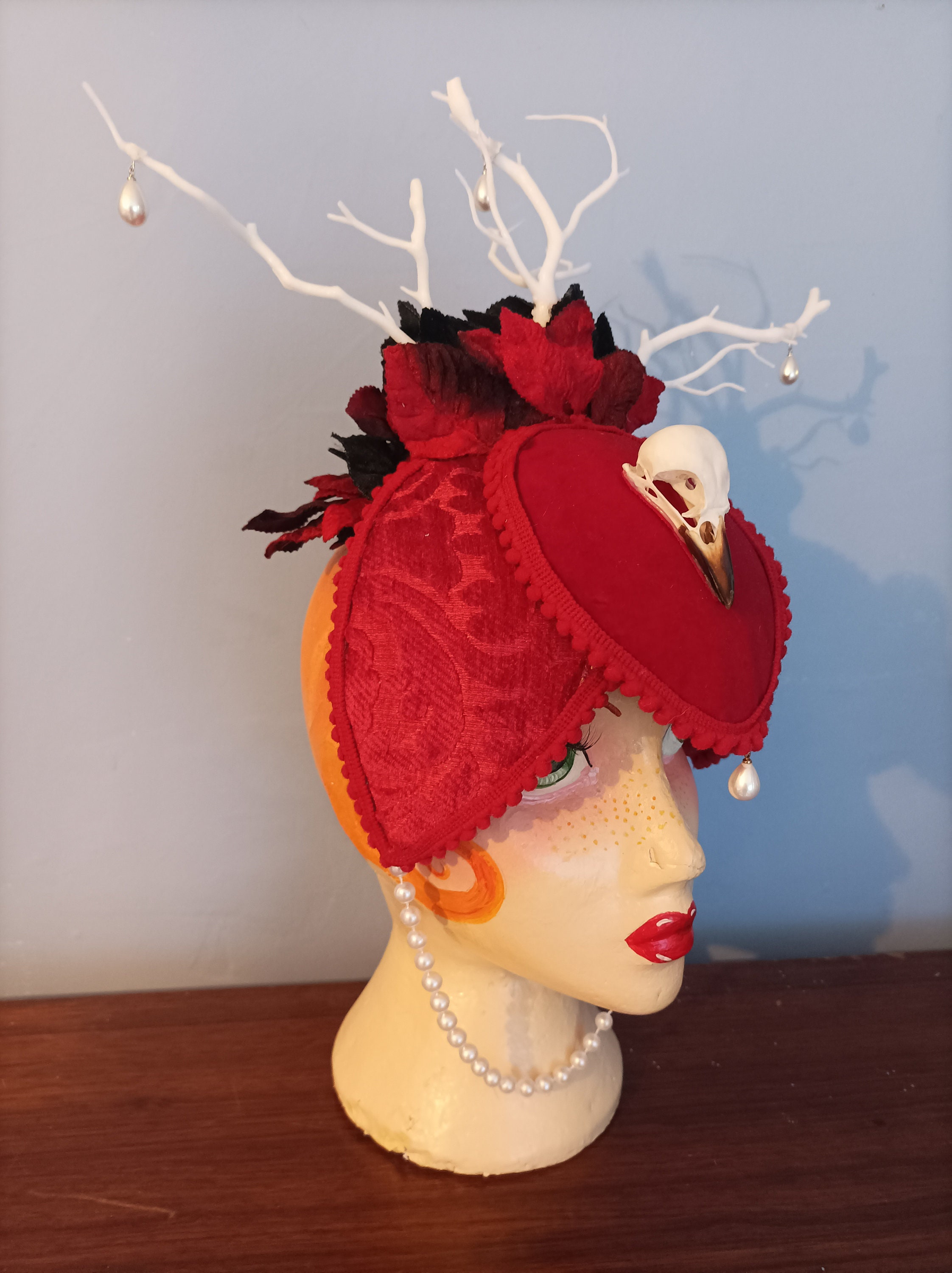 Crow Headdress Steampunk Hat Velvet Gothic Headwear Alternative Wedding ...