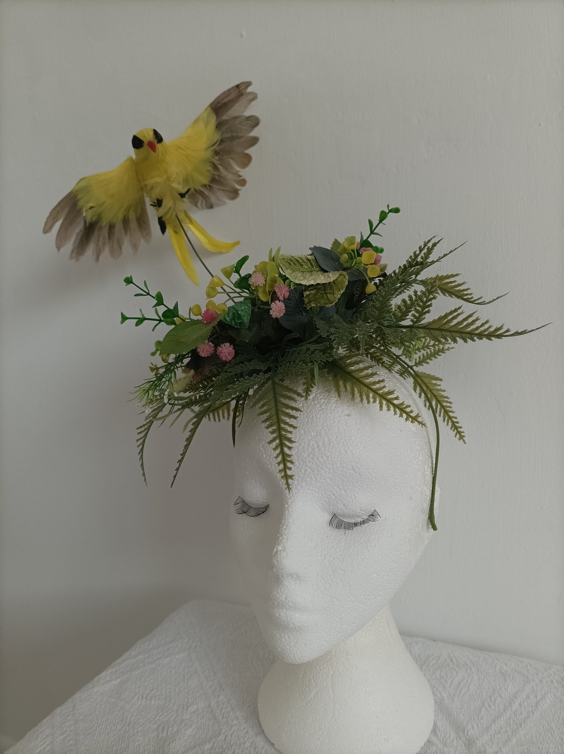 Yellow Bird in Flight Headdress Quirky Fascinator Hat Drag Queen ...