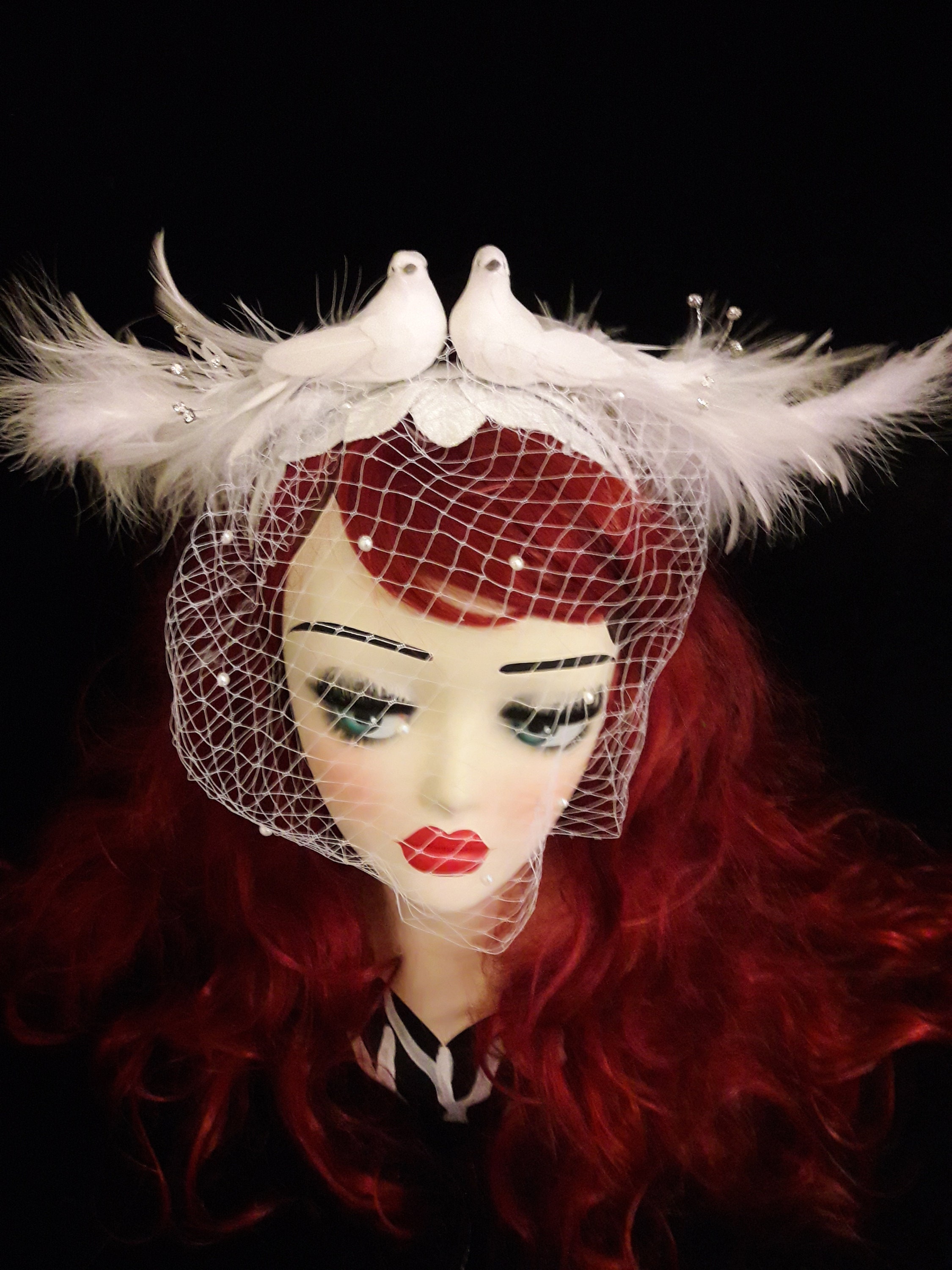 Bird Fascinator White Dove Fascinator White Feathered Headpiece Bespoke ...