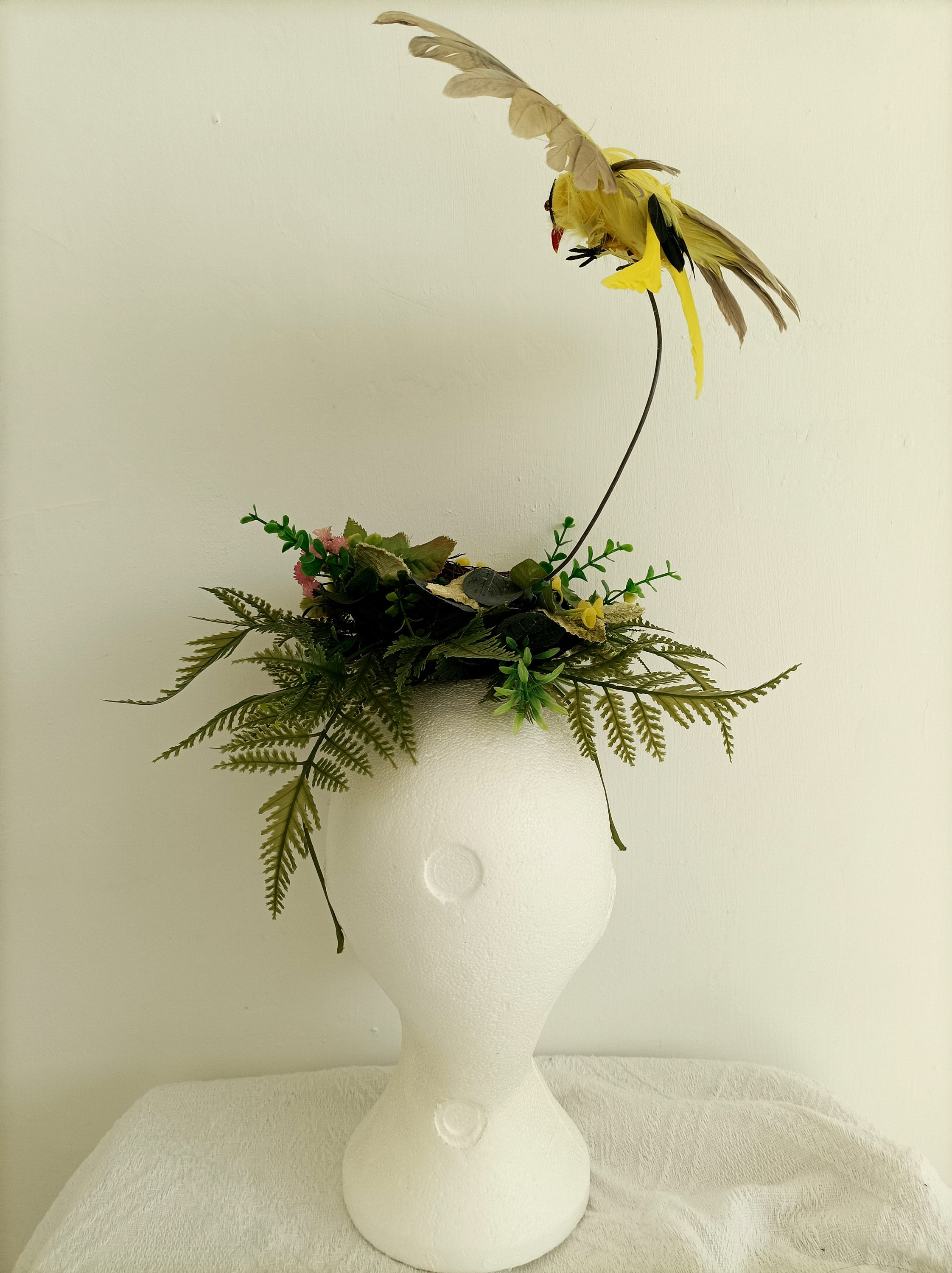 Yellow Bird in Flight Headdress Quirky Fascinator Hat Drag Queen ...