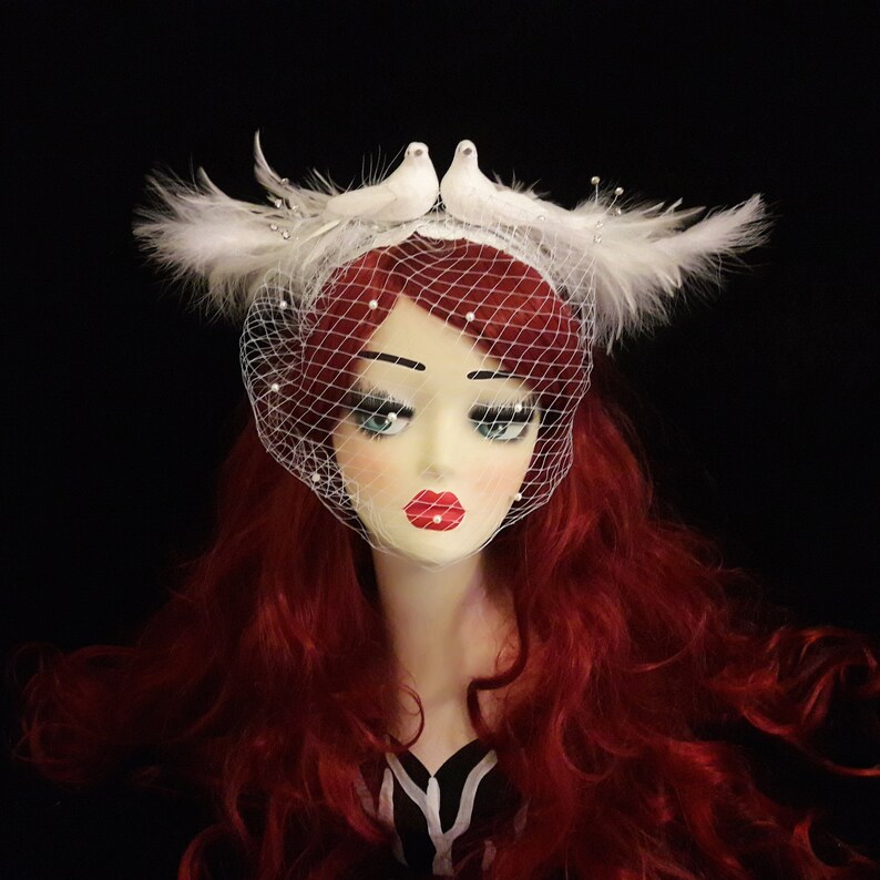 Bird Fascinator White Dove Fascinator White Feathered Headpiece Bespoke ...