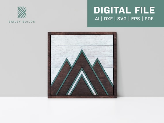 Mosaic 6 Wood Digital File Download Mountains DIY Decor Single - Etsy
