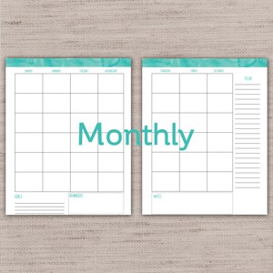 Undated Printable Planner - Teal - Large 8.5 X 11 PDF - Etsy