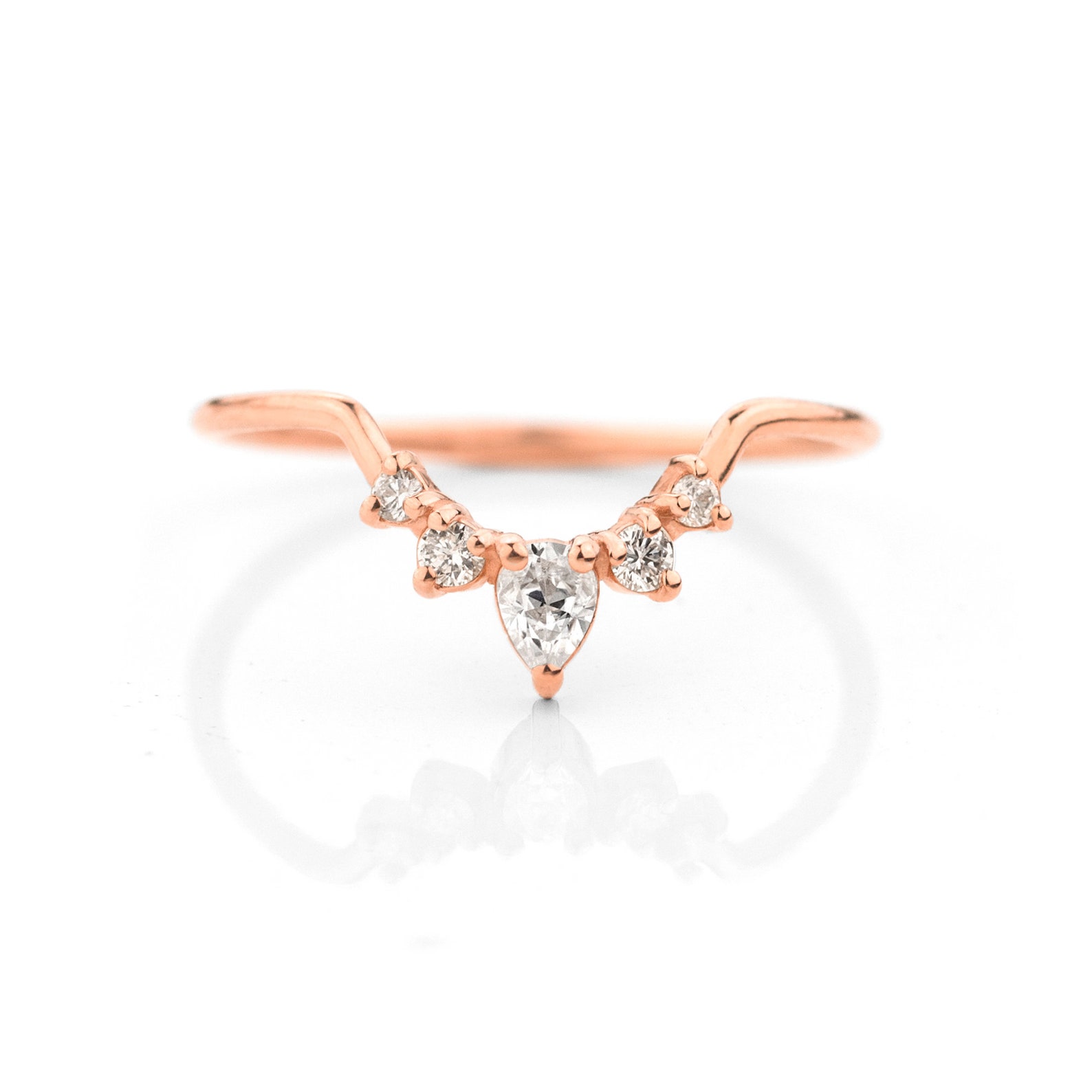 Pear Cut Contour Band 14K Gold Wedding Band Solid Gold Ring - Etsy