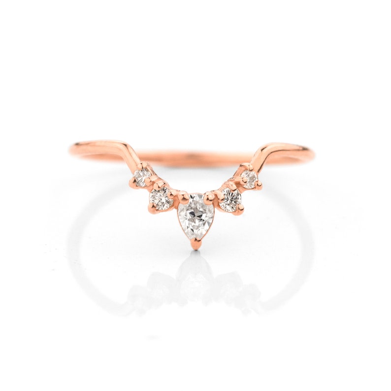 Pear Cut Contour Band 14K Gold Wedding Band Solid Gold Ring - Etsy