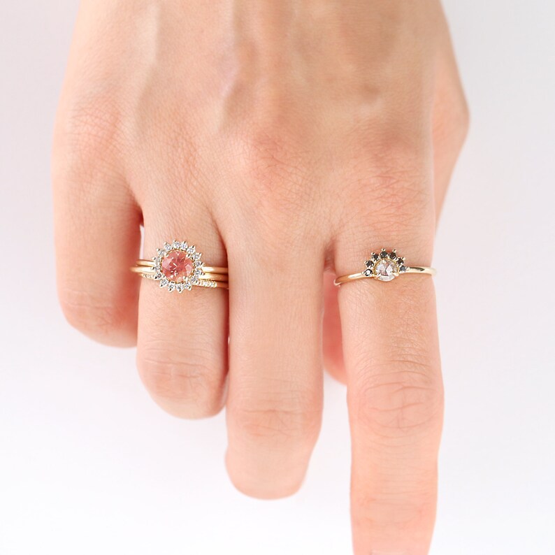 Oregon Sunstone Diamond Halo Ring Sunstone Ring Diamond | Etsy