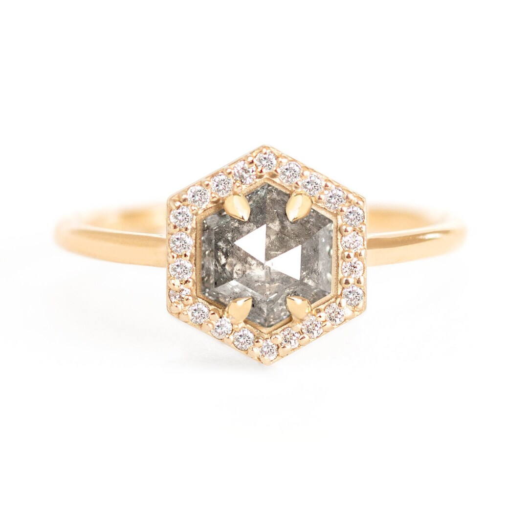 1.47 Total Ct. Hexagon Salt and Pepper, Hexagon Salt and Pepper Diamond ...