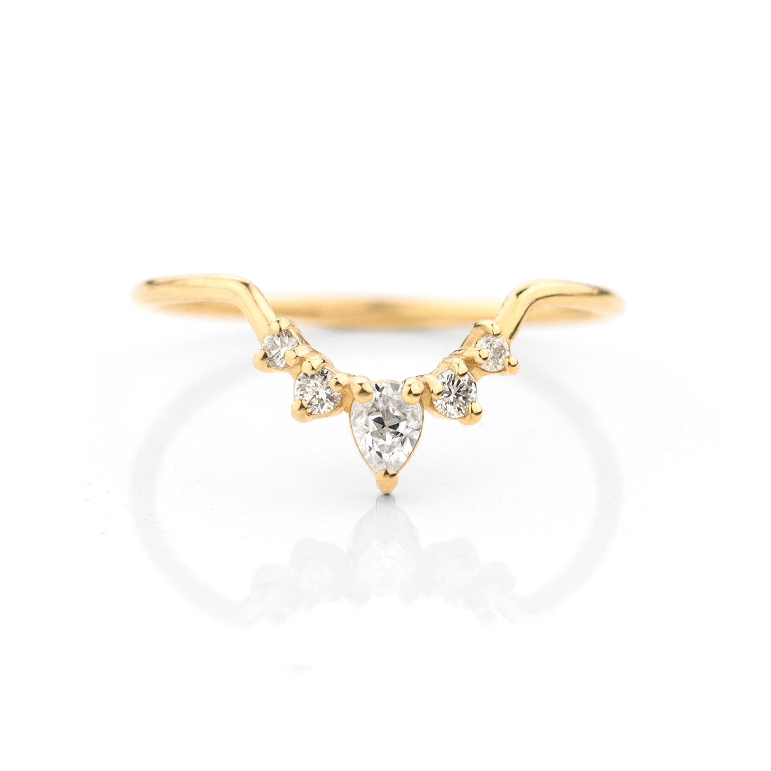 Pear Cut Contour Band 14K Gold Wedding Band Solid Gold Ring - Etsy
