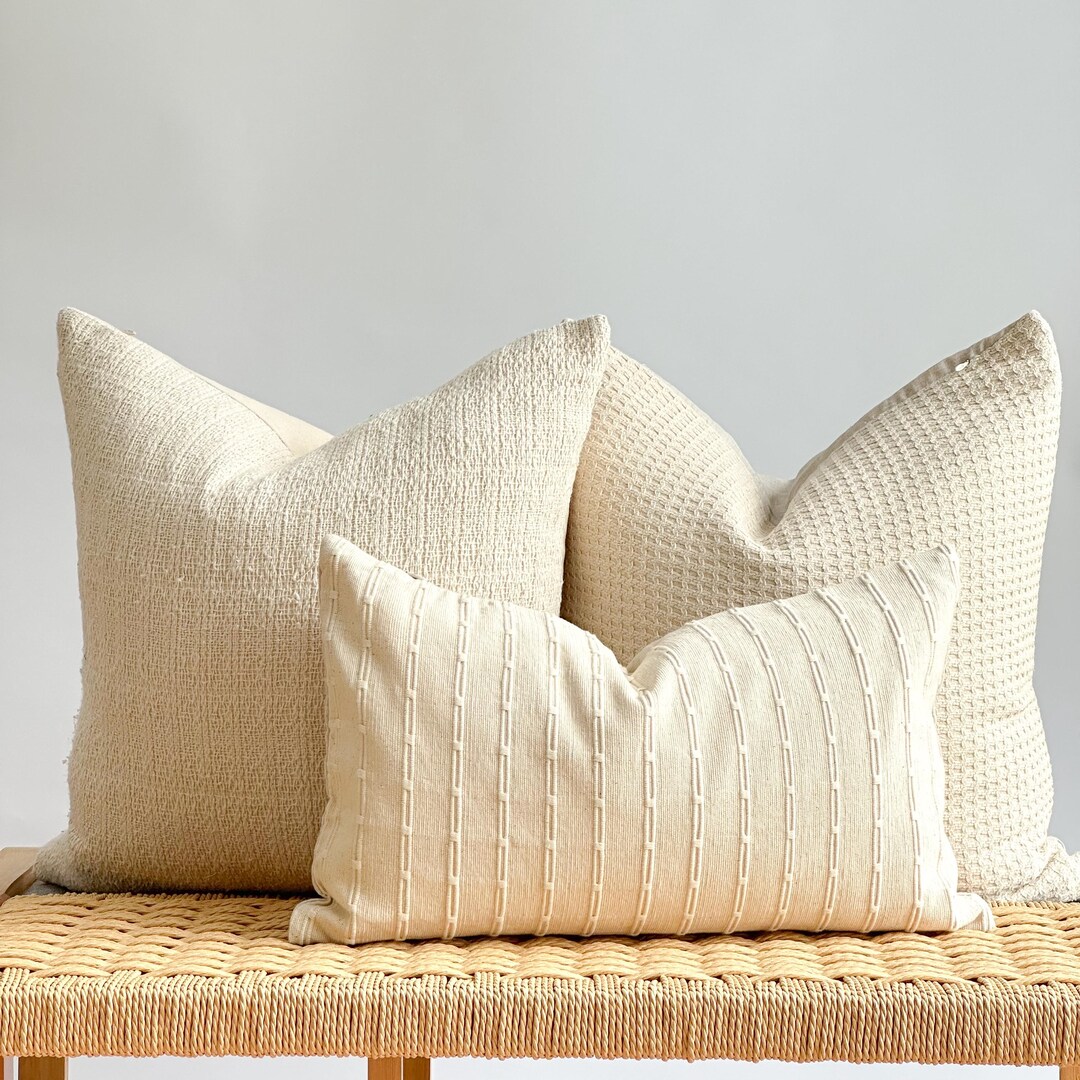 3 Neutral Boho Pillow Set, Beige Sofa Pillow, Decorative Pillow, Home ...